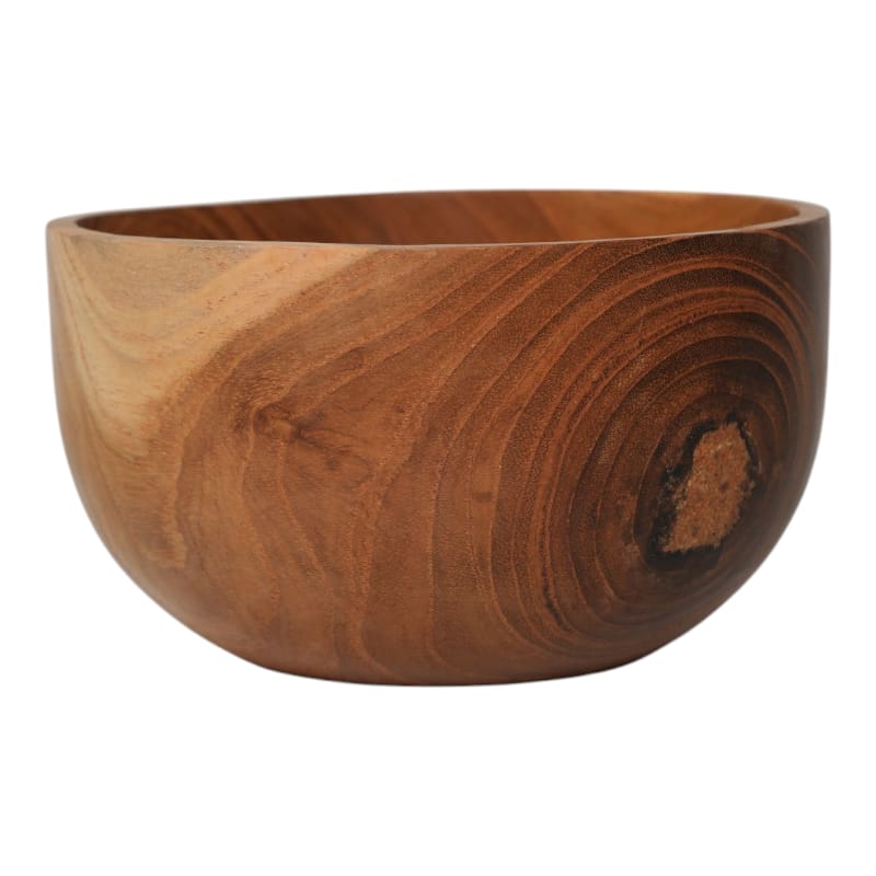 Round Teak Wood Rice Bowl