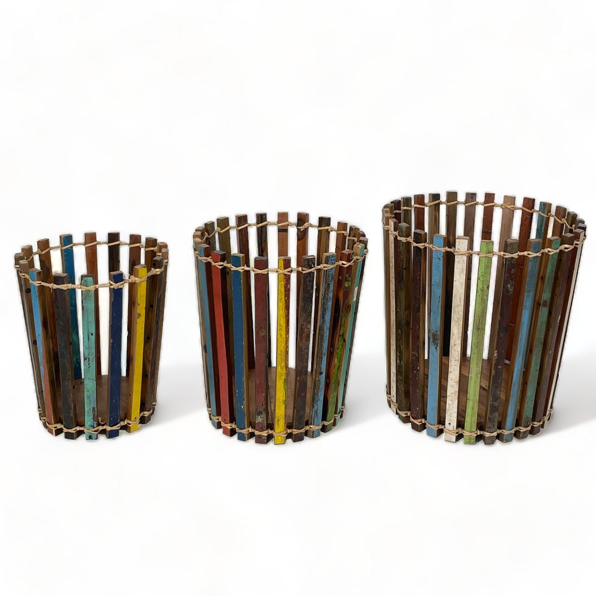Recycled Wood Set Baskets